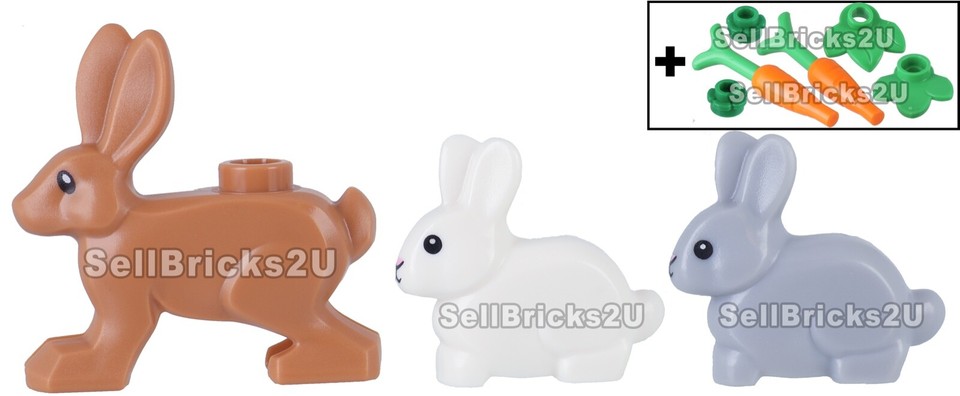 LEGO Rabbit Bunny Hare White Gray or Medium Nougat | eBay