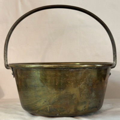 OLD BRASS PAIL BUCKET WITH IRON HANDLE | eBay