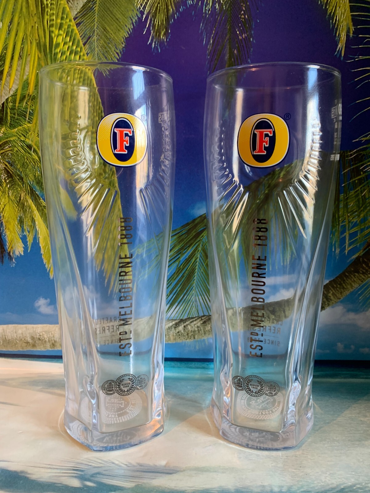 2 x Fosters Lager Pint Glasses Official Brand New Toughened /Nucleated ...
