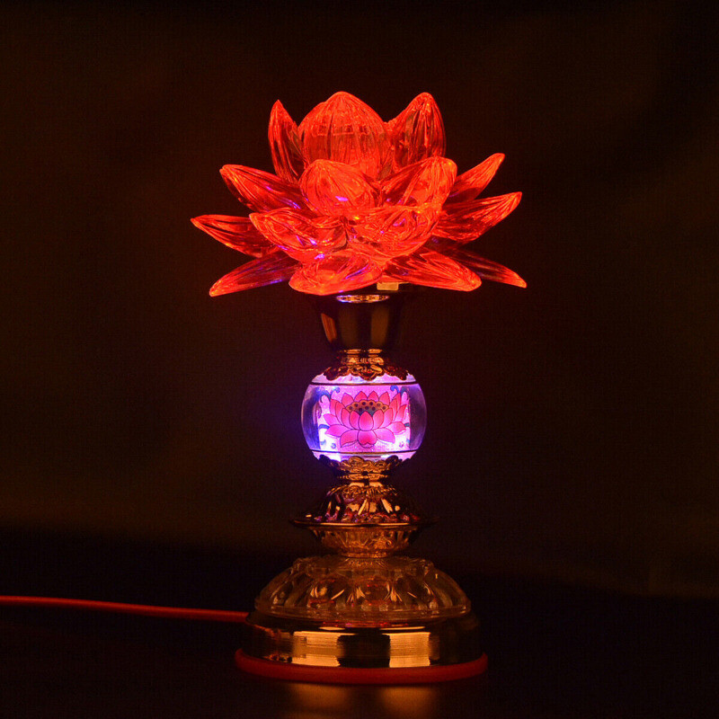 LED Colorful Buddha Lotus Lamp Worship Light Buddhism Temple Lamp ...
