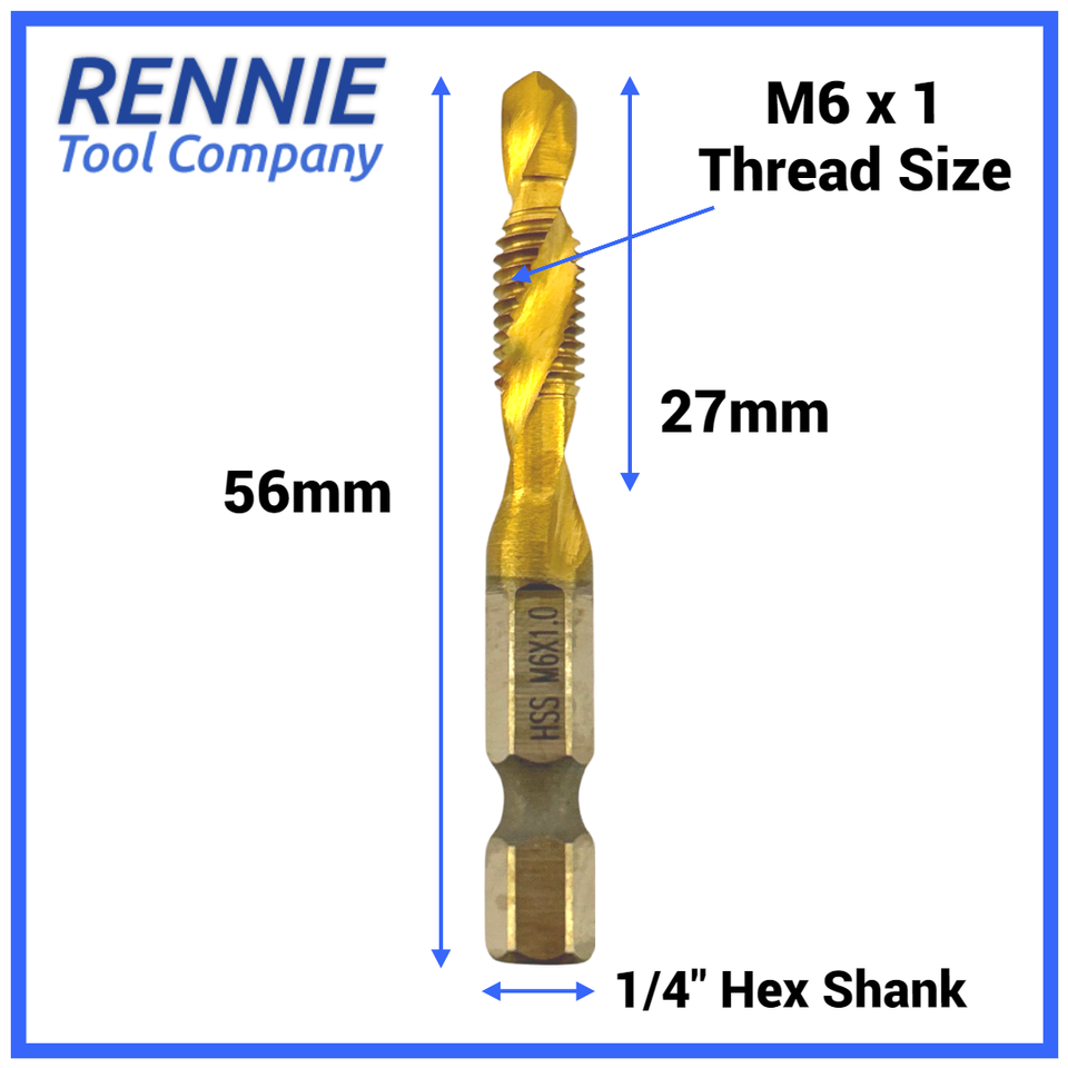 Rennie Tools Combination Drill And Tap Bits M3 M3.5 M4 M5 M6 M8 M10 All ...