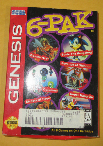6-Pak (Sega Genesis, 1995) CIB Complete Sonic/Shinobi/GoldenAxe/Streets ...