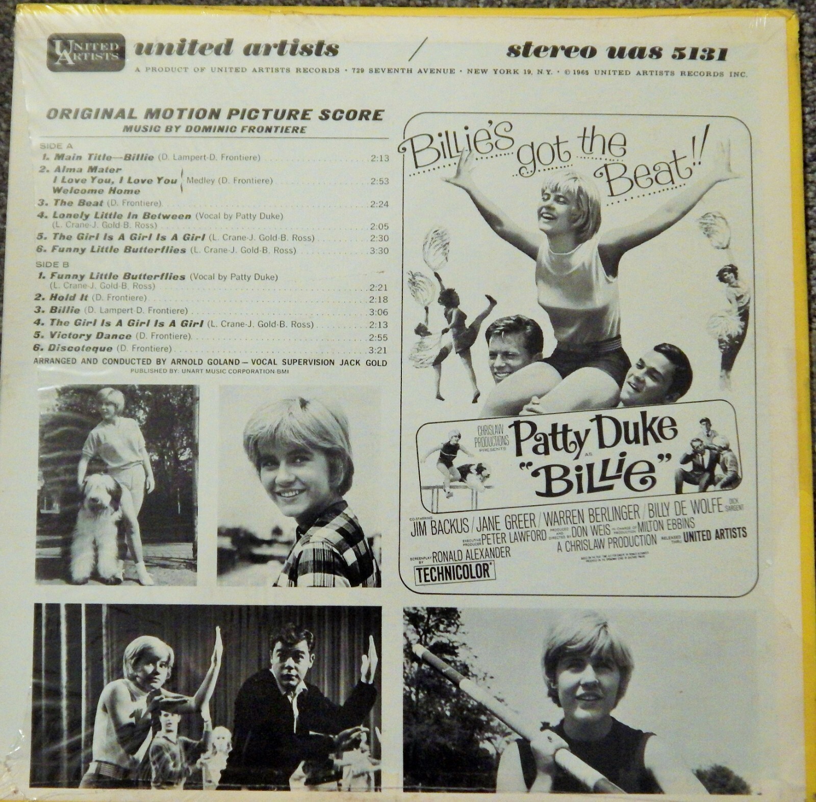BILLIE (1965 DOMINIC FRONTIERE) MINT SOUNDTRACK VINYL, PATTY DUKE, JIM ...