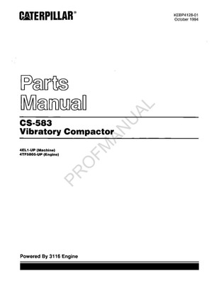 Caterpillar CS 583 Vibratory Compactor Parts Catalog Manual | eBay
