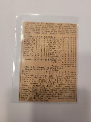 Dodgers Braves Jake Daubert Bill Sweeney Art Devlin 1912 May1 Box Score ...