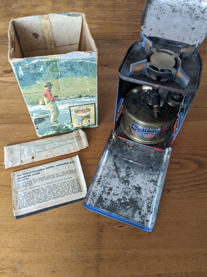 NOS VINTAGE OPTIMUS MODEL 80 BRASS CAMPING BACKPACKING BRASS STOVE CASE ...