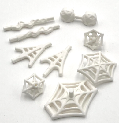 Lego 9 New White Minifigure Weapons Pack Spider-Man Web Effects Pieces ...