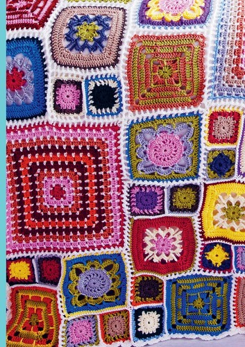Crochet Pattern COPY multiblock afghan blanket Floral multicolour keep ...