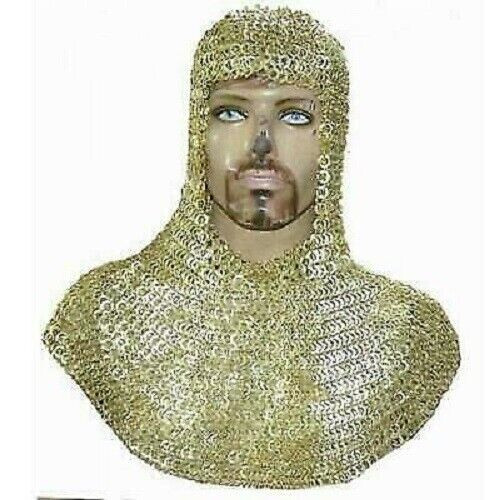 Flat Riveted 9mm Brass Chain Mail Hood Chainmail hood SCA LARP | eBay