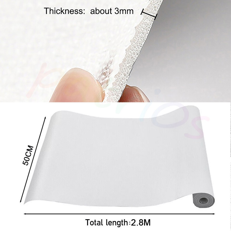 3D 3MM Thick Self Adhesive·Thermal Insulation Wallpaper Linen Plain ...