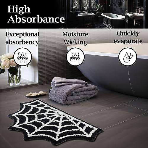 Spider Web Bath Rug - Halloween Decor Goth rug for Bathroom, Bedroom ...