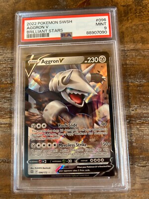 POKEMON 2022 Brilliant Stars AGGRON V #096 PSA 9 Mint RARE | eBay