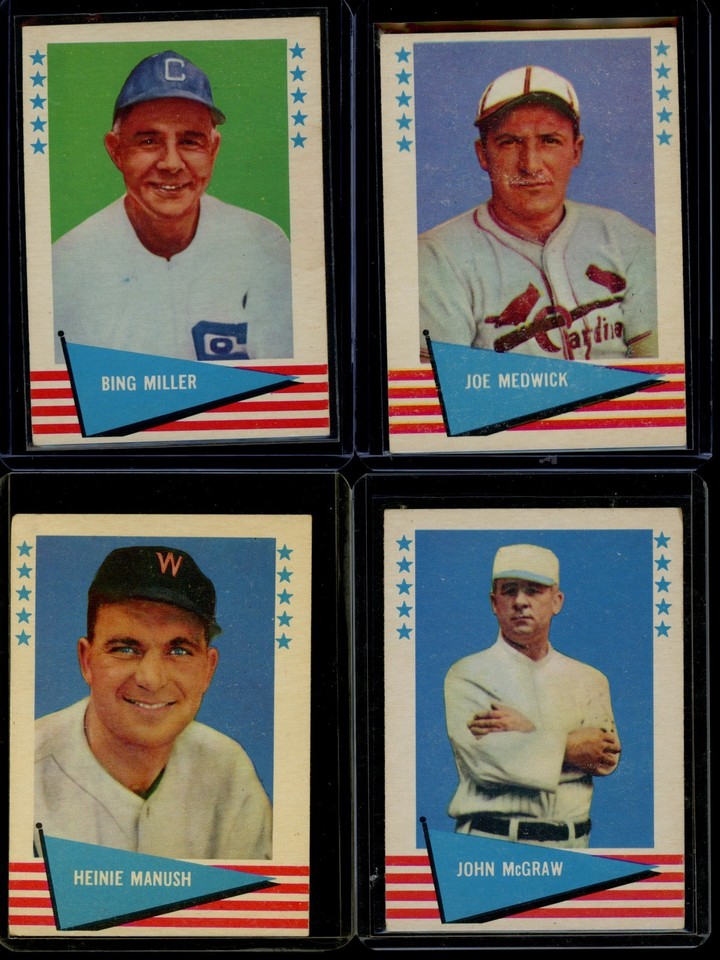 1961 Fleer Baseball Lot (58) w/ Babe Ruth Ty Cobb Hornsby Mathewson HOF ...