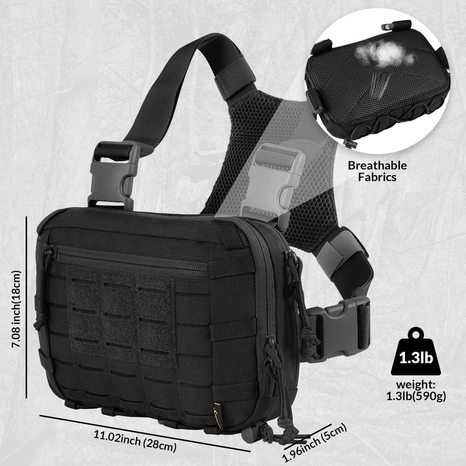 Tactical Chest Pack EDC Chest Bag 2L Utility Molle Chest Rig Pouch with ...