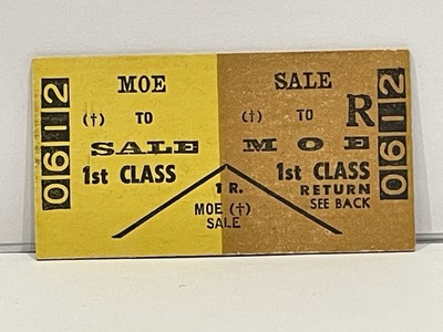 Victorian Railways Ticket 1st Class Return Moe to Sale | eBay