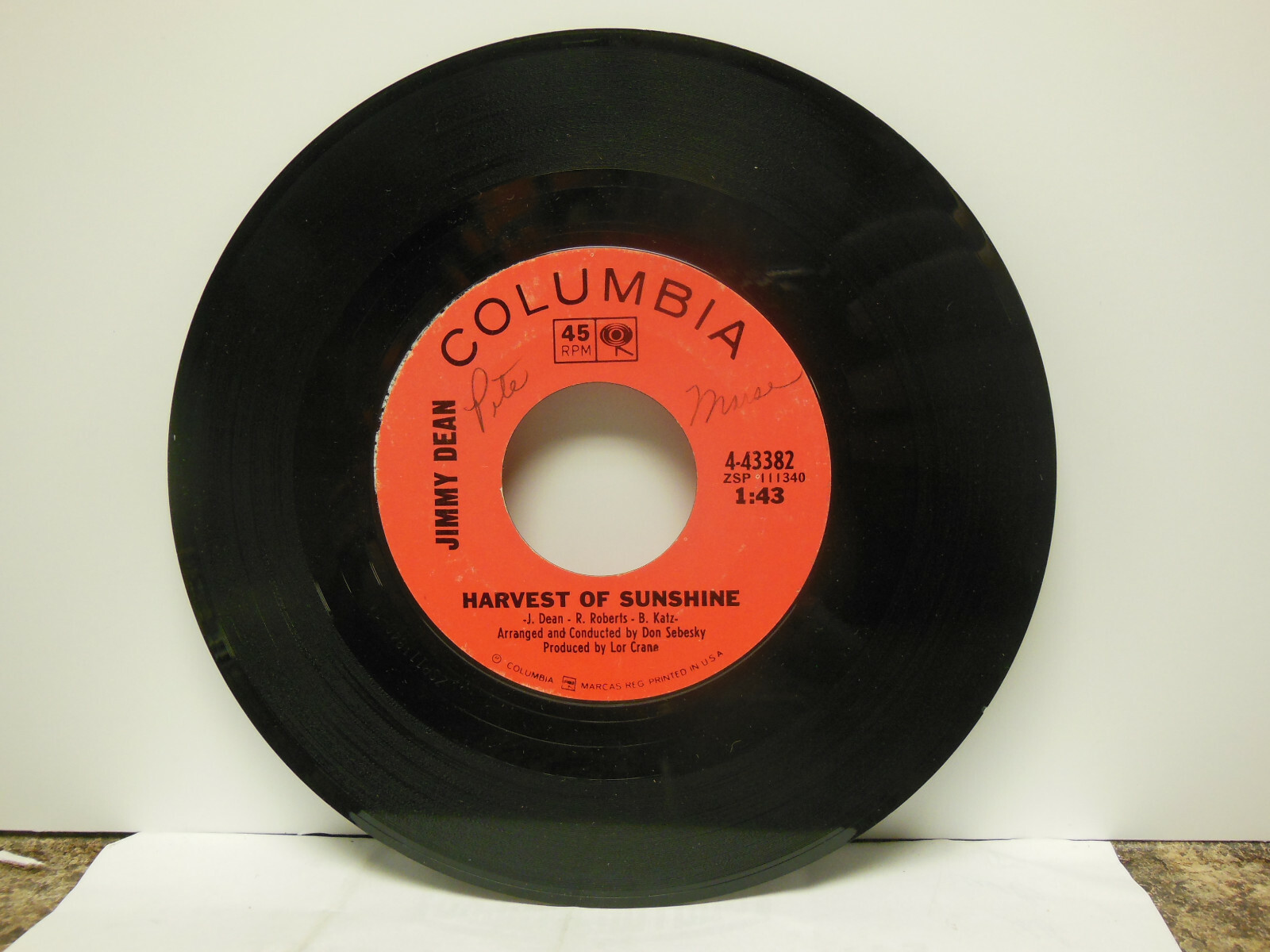 Jimmy Dean: HARVEST OF SUNSHINE / UNDER THE SUN , 45 RPM. VG+ | eBay