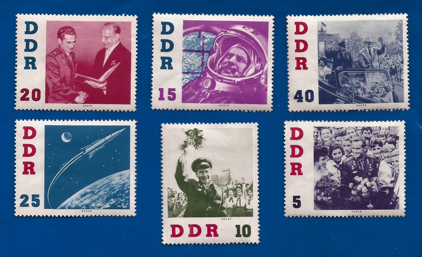 1961 DDR East Germany Cosmonaut Astronaut stamps set MLH | eBay