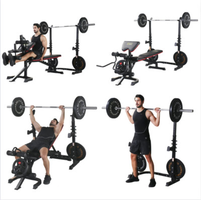 Gym Bench Press with Squat Rack Olympic Size Workout Home Gym Equipment ...