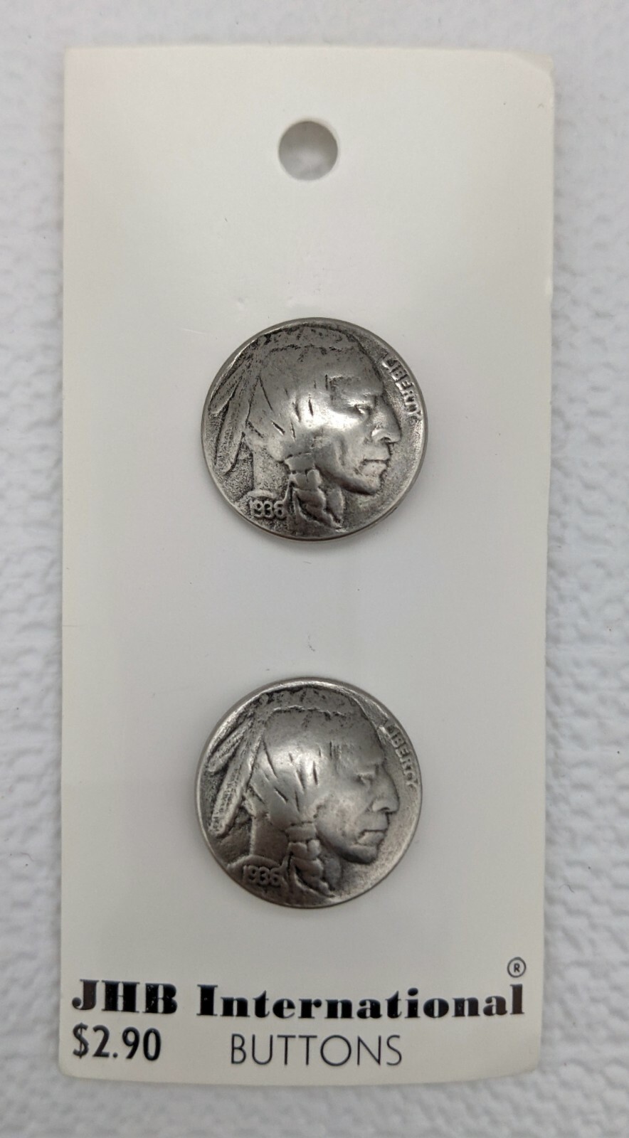 Vintage JHB International Buttons Indian Head Silver Tone Metal Shank 3 ...