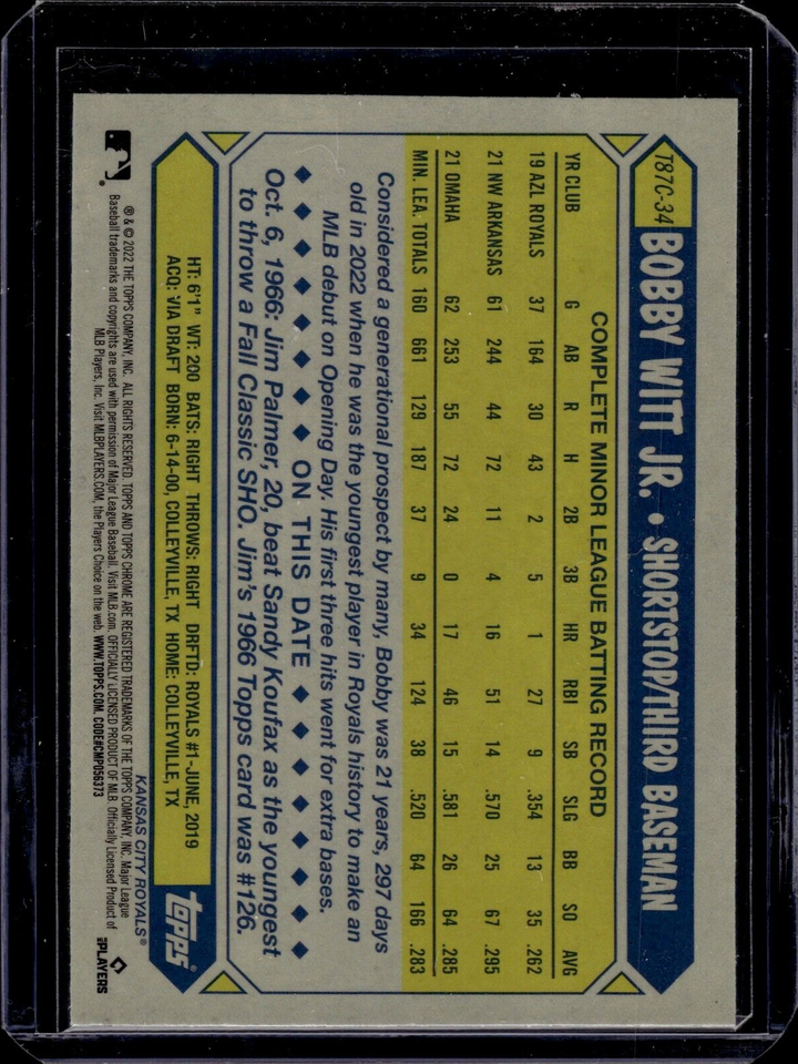 2022 Topps Update '87 Topps Silver Pack Chrome Bobby Witt Jr. RC | eBay