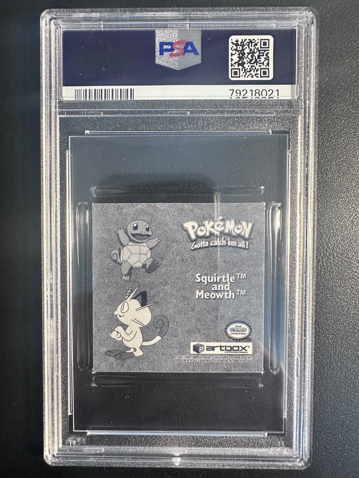 Squirtle & Meowth PSA 8 Pokemon Sticker #PR08 Series 1 Bonus Prism Rare ...
