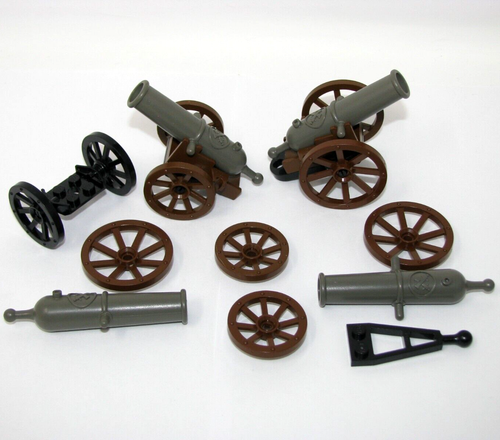 Lego Vintage 4 Dark Gray Cannon 2 Brown Bases Wagon Wheels 518 & 2527 ...