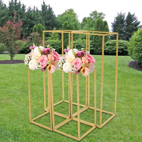 Gold Metal Column Flower Stand Wedding Party Backdrop Centerpiece Rack ...
