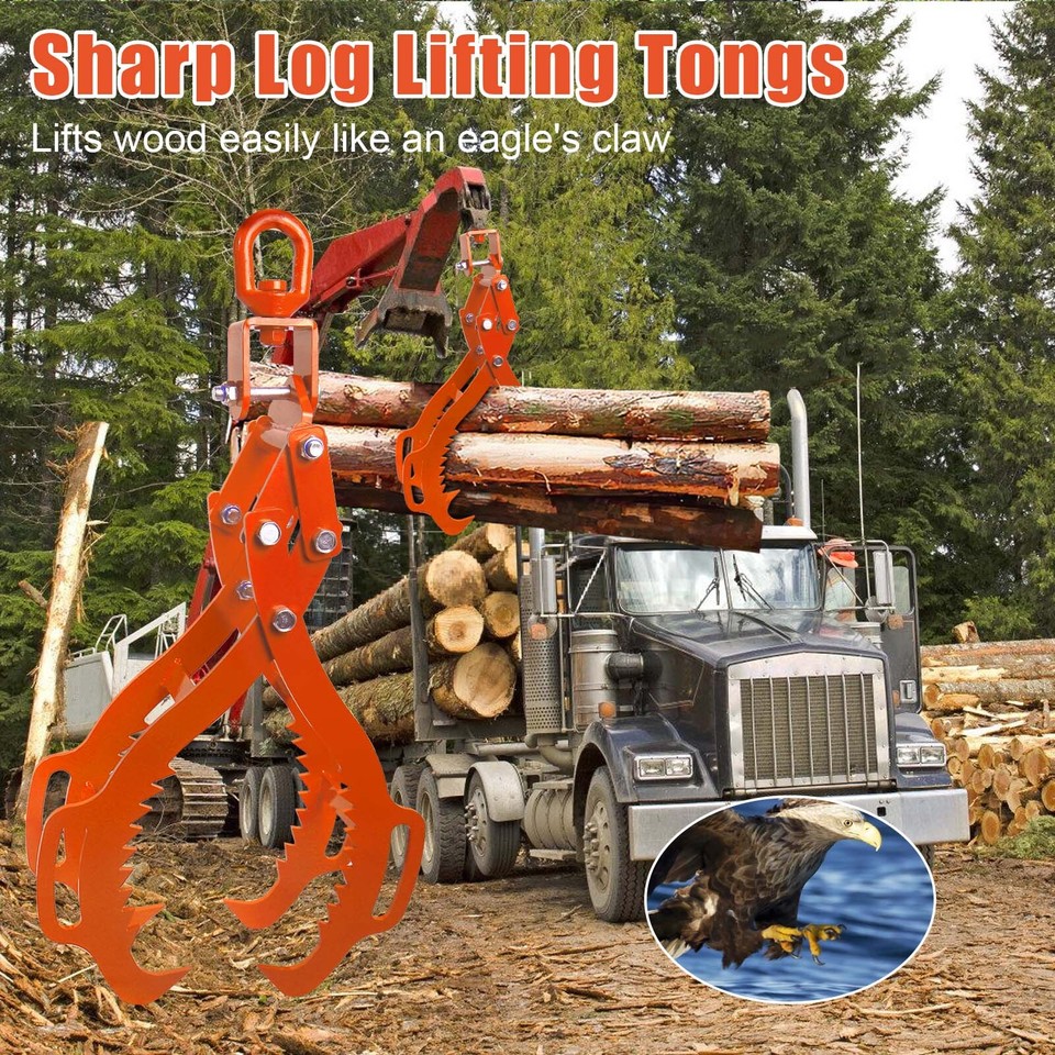 4 Claw Log Lifting Tongs Heavy Duty Steel Grapple Timber Claw Felling ...