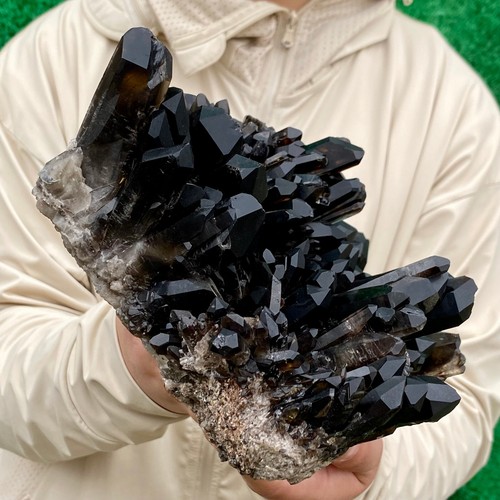 9.15LB Natural Beautiful Black Quartz Crystal Cluster Mineral Specimen ...