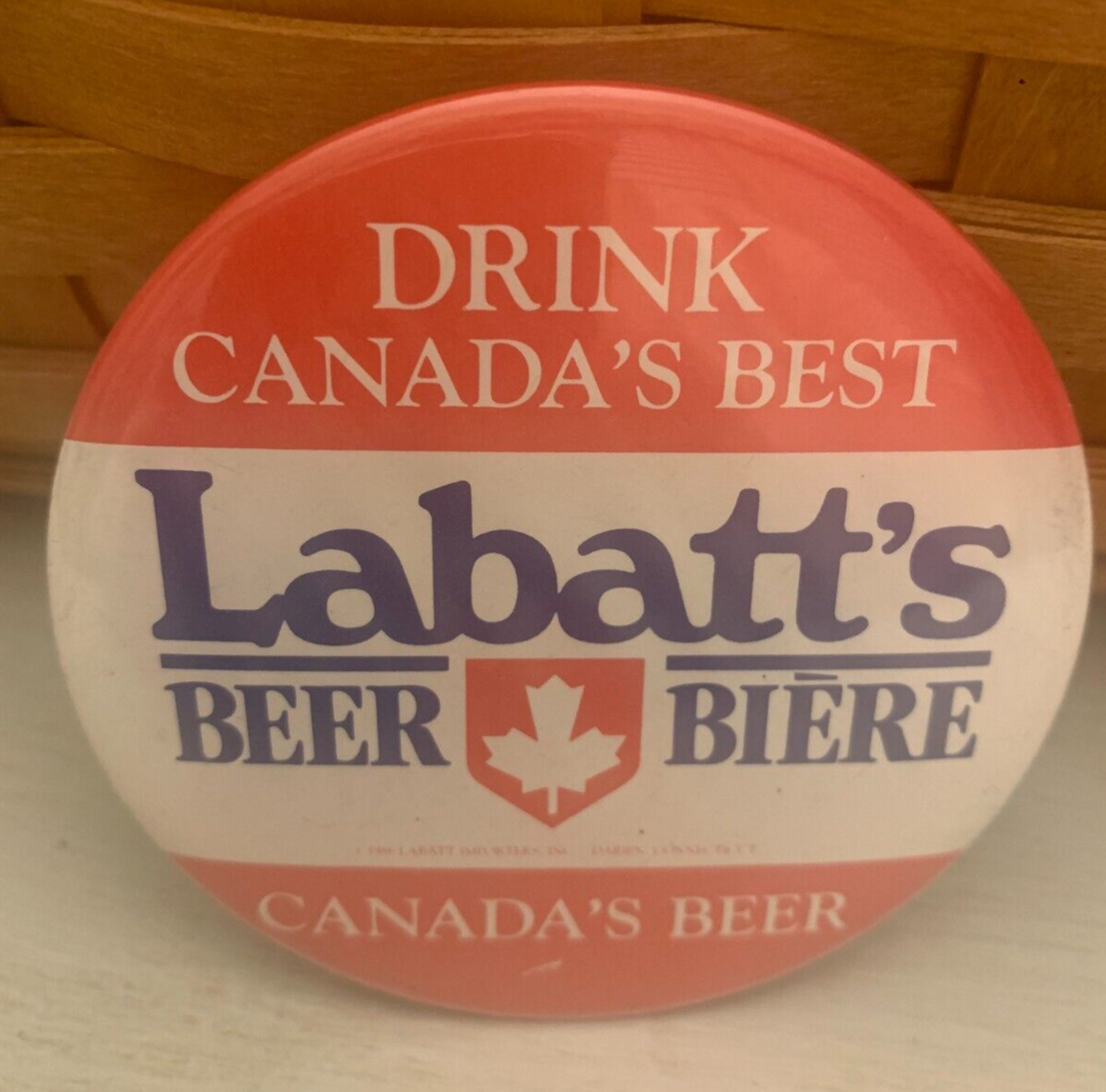 1986 Drink Canada's Best LABATT'S BEER BIERE large 3" pinback button a3 ...