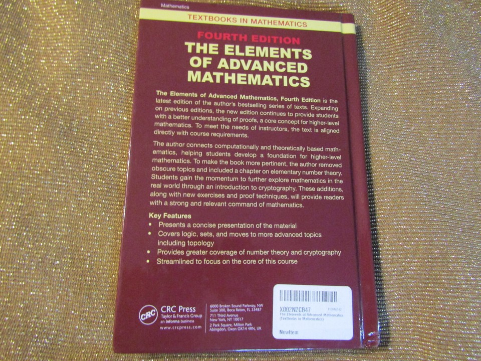 The Elements of Advanced Mathematics by Steven G Krantz 4th Ed HARD ...