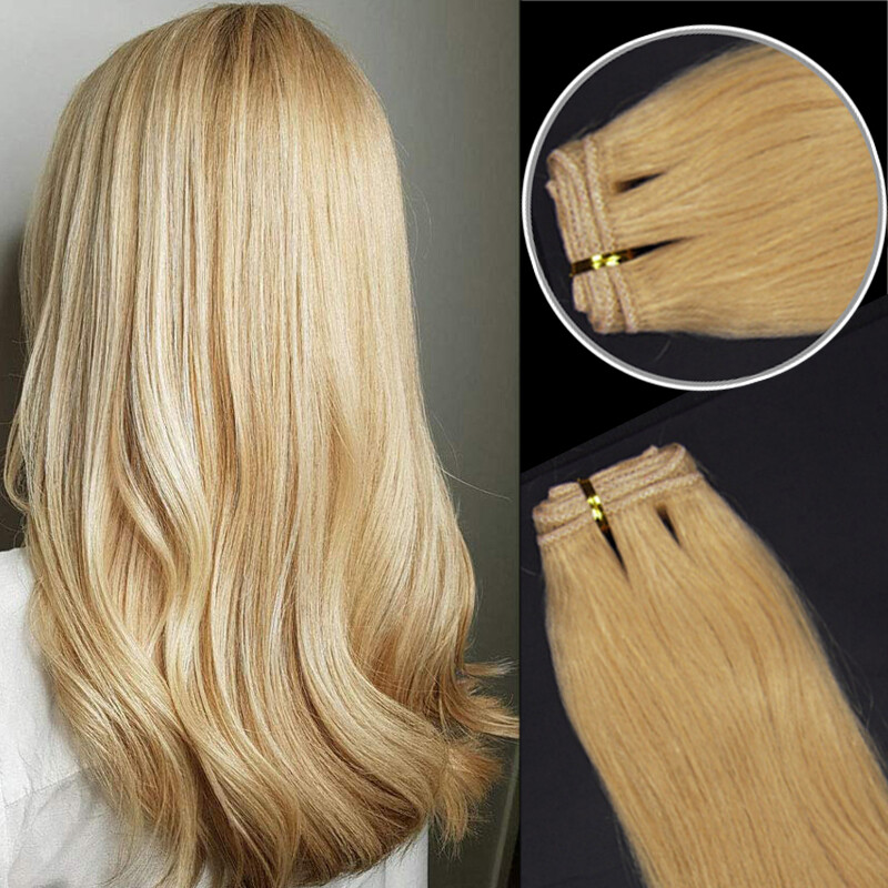 Full Head Double Weft Sew in Weft Hair Extensions Weave Real Human Hair ...