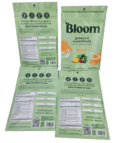 LOT OF 4~ Bloom Greens & Superfoods - 5 Powder Sticks=20 SticksTotal ...