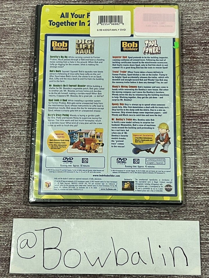 Bob The Builder - Kids DVD Double Feature Tool Power Dig Lift Haul New ...