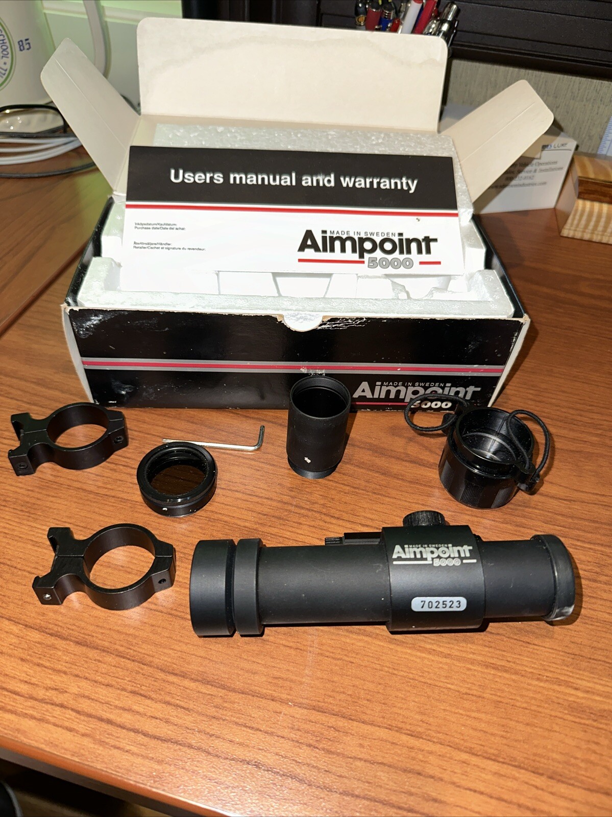 Vintage Aimpoint 5000 Red Dot Sight BOX mount covers filter Black Hawk ...