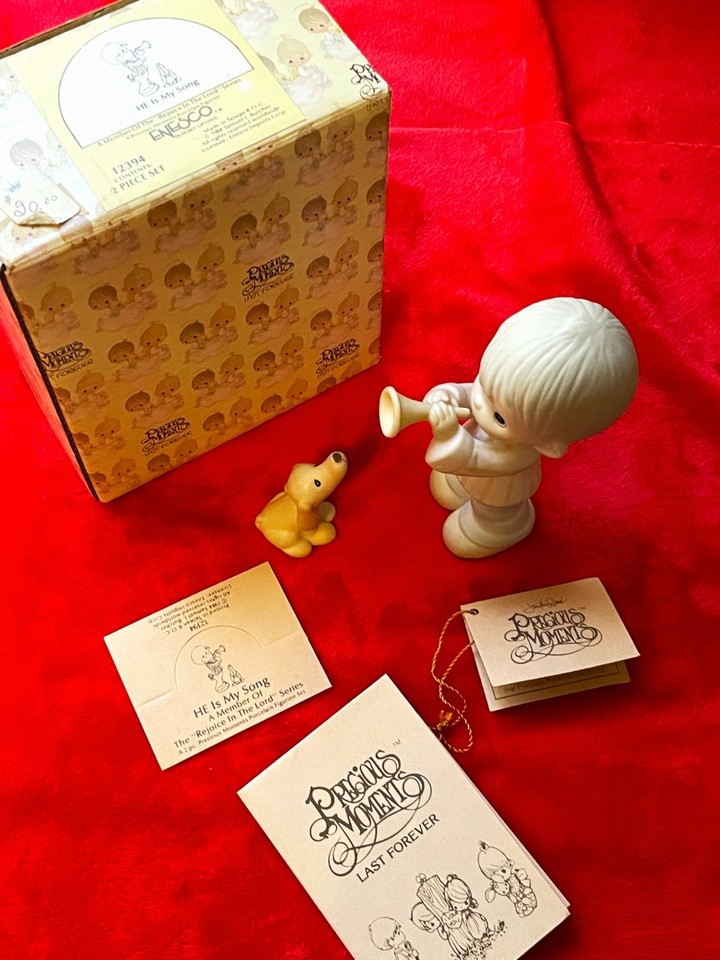 Precious Moments 12394 “He Is My Song” 2 Piece Set 1984 With Box | eBay