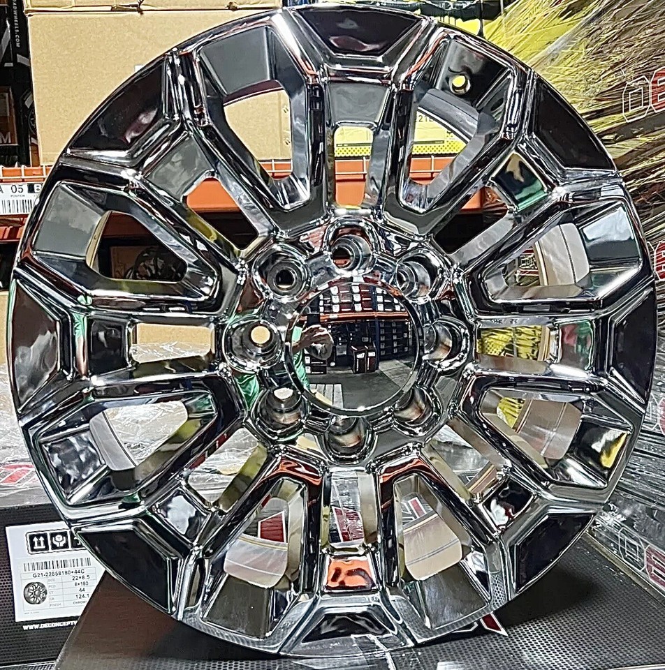 2024 GMC Sierra 2500 Denali Ultimate AT4 22" Chrome OE Replica Wheel Set of 4 | 8.5" | 44 Offset ...