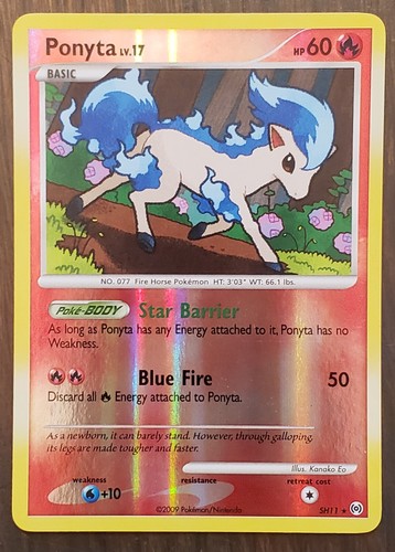 Shiny Ponyta Lv17 SH11 NM Reverse Holo Cool Blue Flame Art Vintage ...