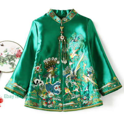 Womens Embroidered Tang Short Jackets Silk Retro Single Short Coat ...