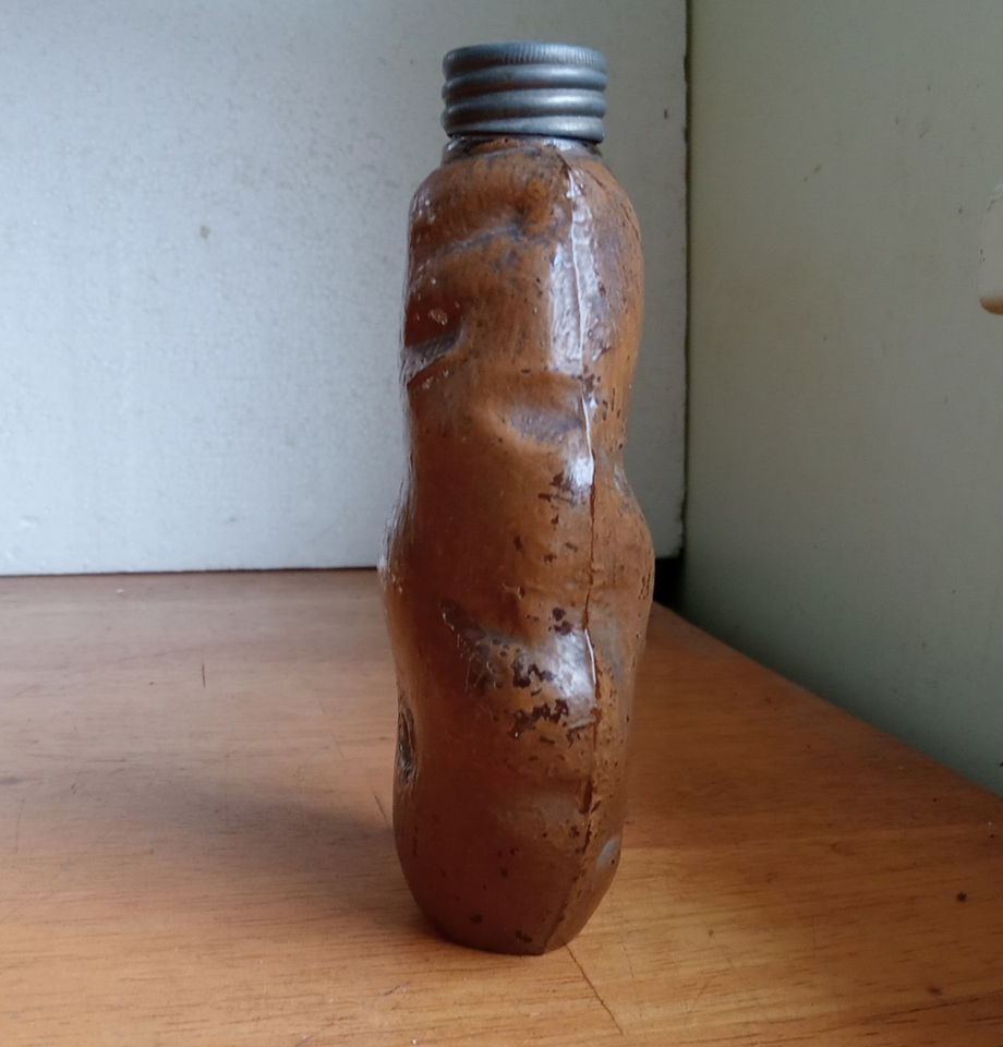 1890s FIGURAL POTATO WHISKEY FLASK HAND BLOWN BOTTLE WITH ORIGINAL ...