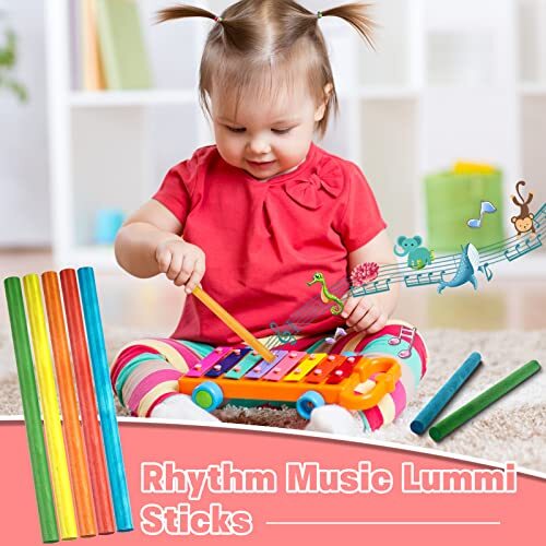 30 Pieces Rhythm Music Lummi Sticks 5 Colors Wooden Rhythm 20 cm/ 8 ...