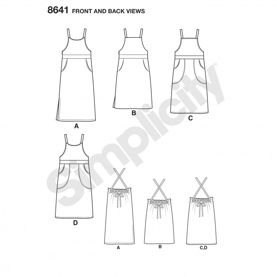 Simplicity 8641 Sz 6-24 Cross Back Dress Overall BOHO Pockets Smock ...