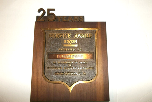 Vintage Original EXXON Gas Oil Company 25 Years Service Award Brass ...