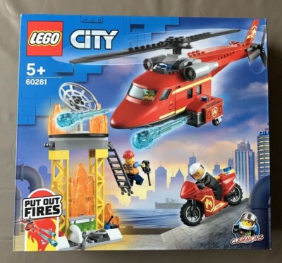 SET BOITE LEGO CITY NEUF 60281 L'HELICOPTER DE SECOURS DE POMPIERS FIRE ...
