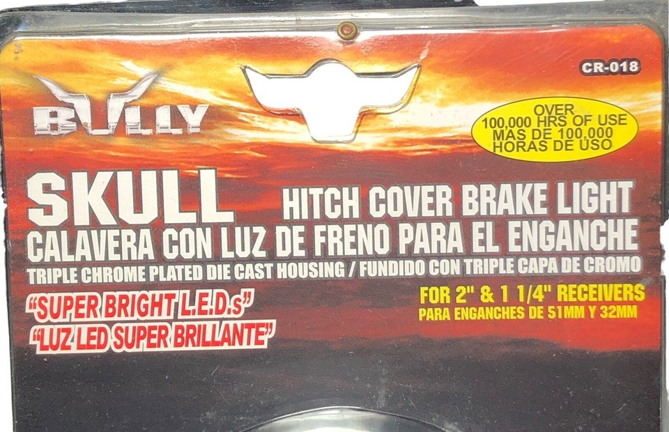Bully Skull Hitch Cover Brake Light Chrome Plated CR-018Z - 2" & 1 1/4 ...