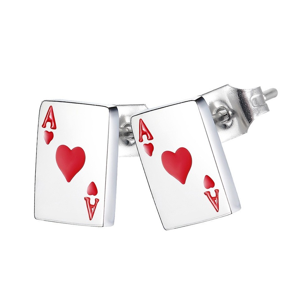 1 Pair Girl Chic Ear Studs Poker Modeling Ear Studs Jewelry Fashion ...