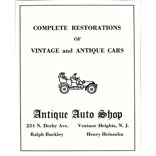 Antique Auto Shop Ralph Buckley Henry Heinsohn Ventnor Heights NJ 1950 ...