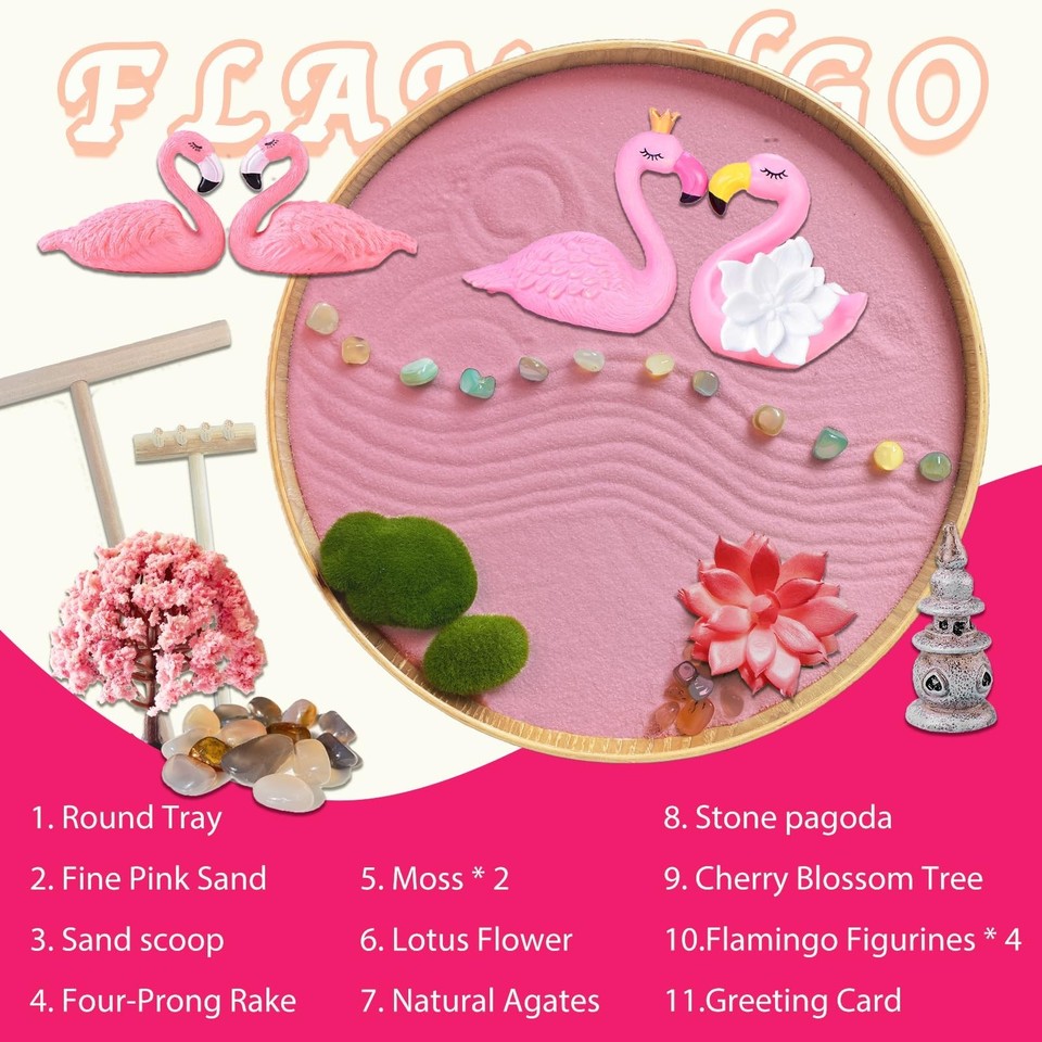 Flamingo Zen Garden for Desk - Pink Flamingo Decor, Sand Tray Therapy ...