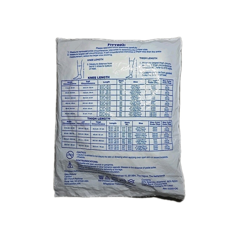 Carolon Cap 541 Anti-Embolism Stocking XL Knee Length No Latex | eBay