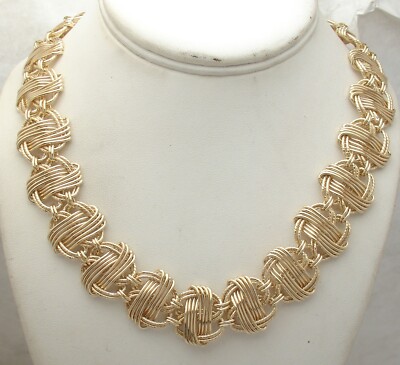 Technibond Bold Railroad Curb Chain Necklace 14K Yellow Gold Plated ...